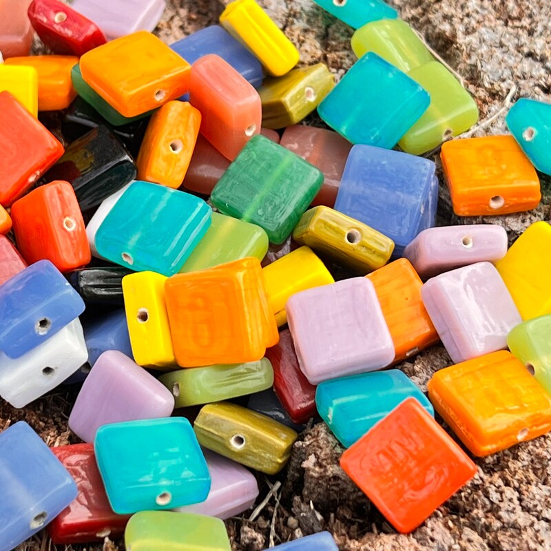 Square Glass Beads - Etsy