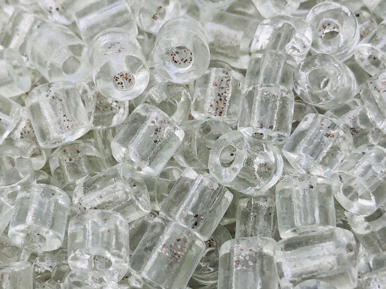 Antique Venetian Crystal Glass Beads: 7mm Clear Hex Beads, Italy (50 Pc ...