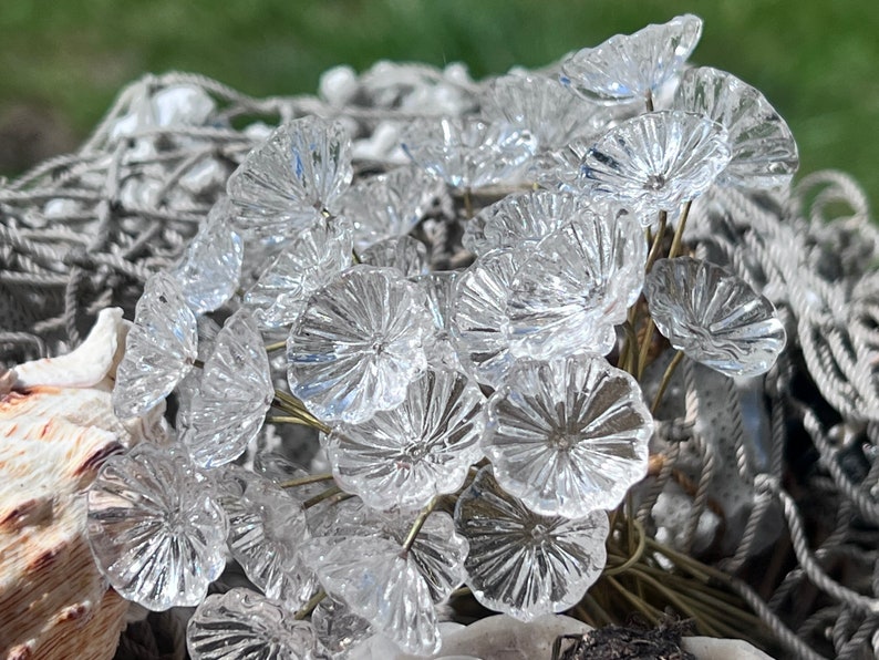 8pc Crystal Clear Color Glass Flower Headpins-glass Headpins ...