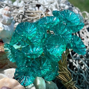 SUPPLY: 8 Mix Turquoise Green Color Glass Flower - Etsy