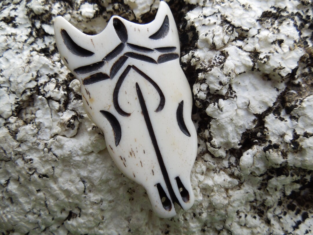 Carved Bone Bull Pendant: Natural 3-hole Design (31mm X 54mm) - Etsy