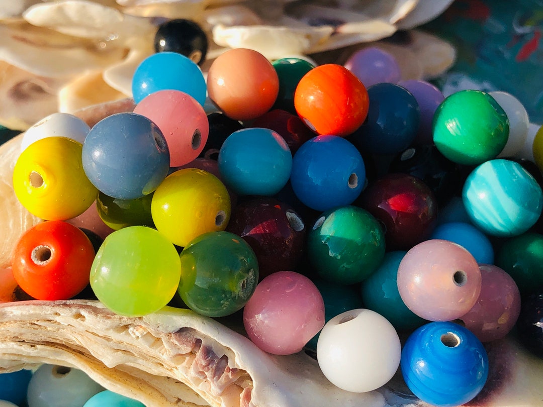 40pc Multi Color Glass Beads, Round,10mm. {B1-44# 00214} - Etsy