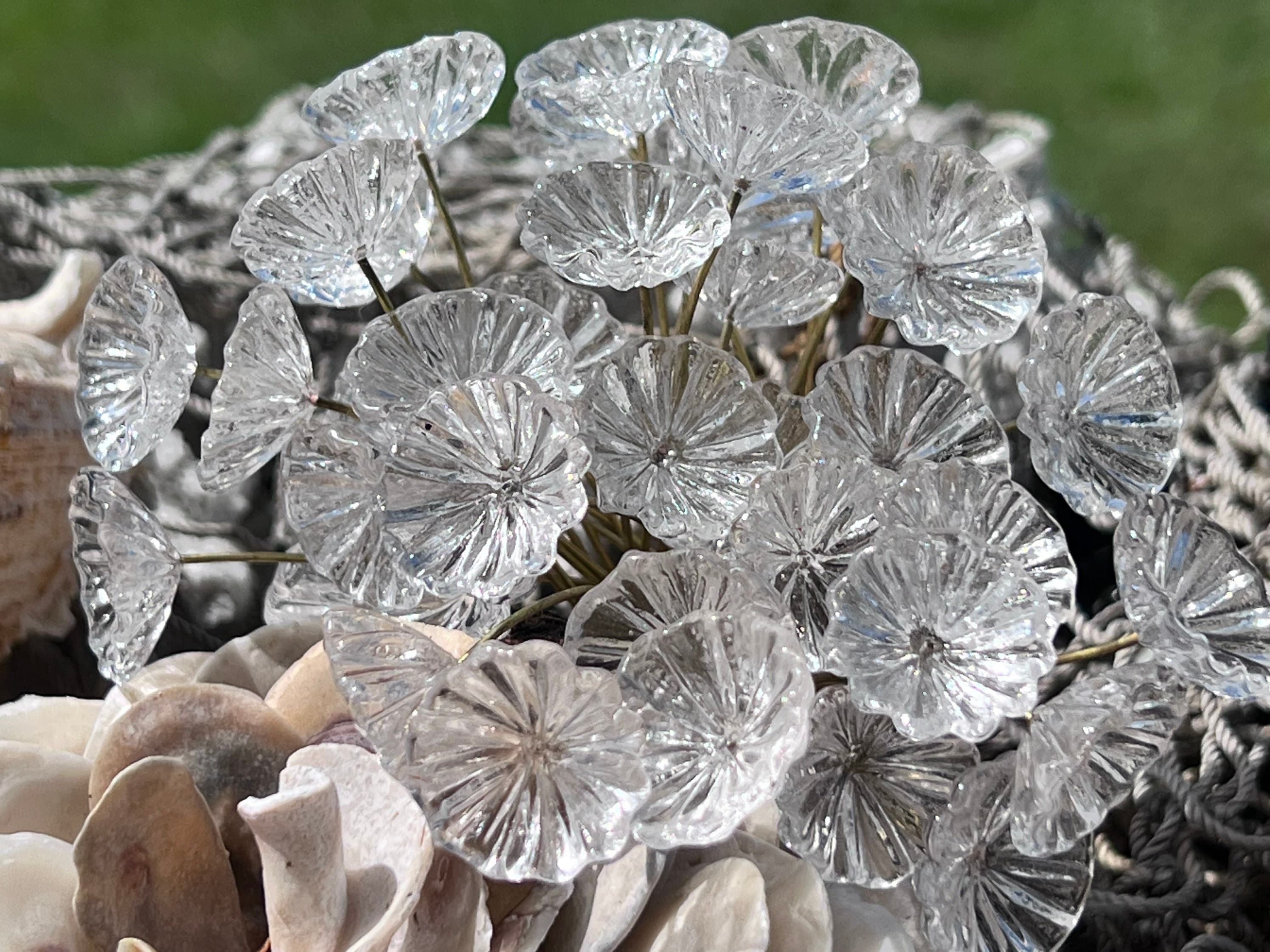 8pc Crystal Clear Color Glass Flower Headpins-glass Headpins ...