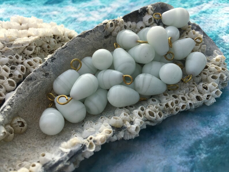 SUPPLY: 20 Milk Glass Drop Charms Glass Drops With Brass - Etsy