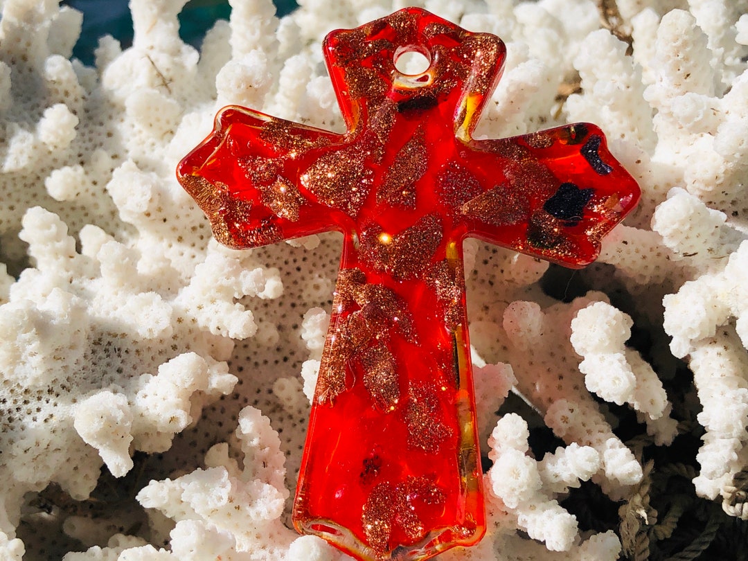 Large Red Glass Cross Pendant / Lamp Work. {G2-1586#01979} - Etsy