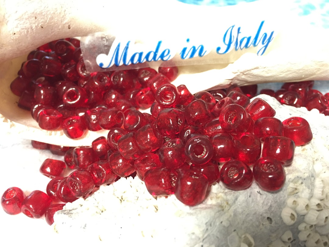 ANTIQUE: 1800's to 1920's - 50pc Beads -venetian Red Glass Crow Bead ...