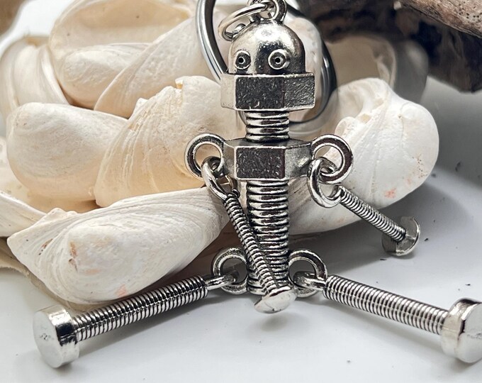 Robot Keychains Iron/ Key Chain Nut and Bolt Robot Man Keychain New Old ...