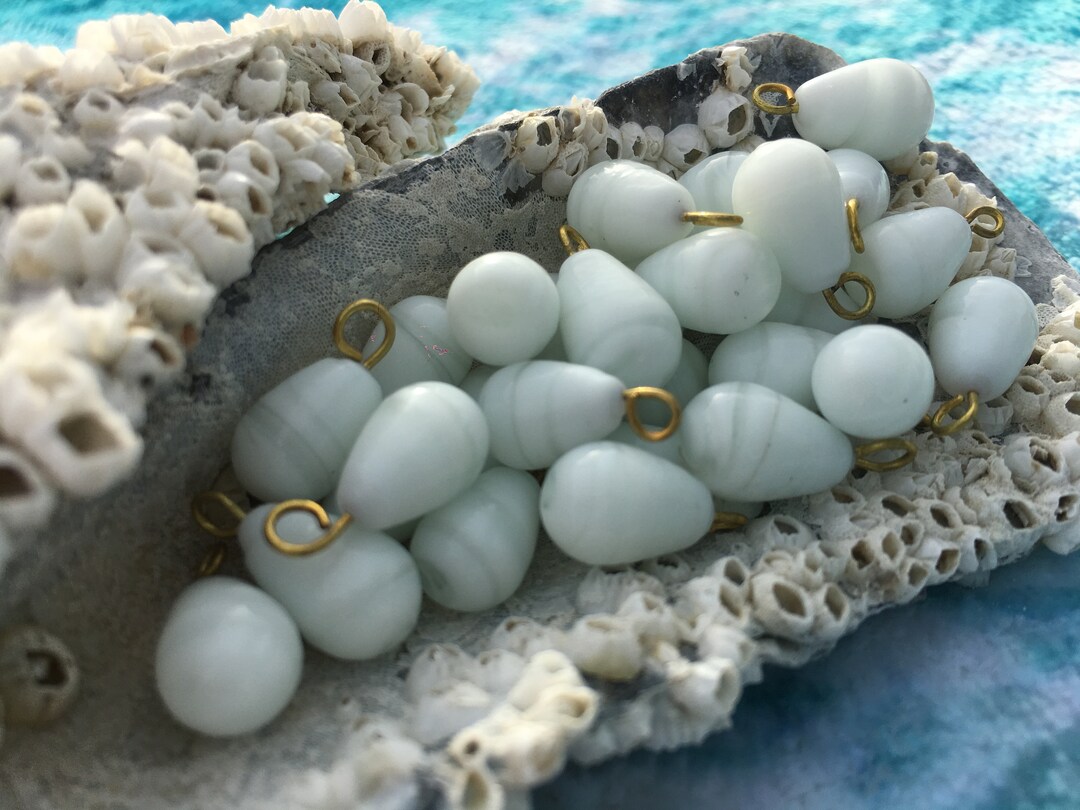 SUPPLY: 20 Milk Glass Drop Charms Glass Drops With Brass - Etsy