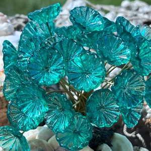 SUPPLY: 8 Mix Turquoise Green Color Glass Flower - Etsy