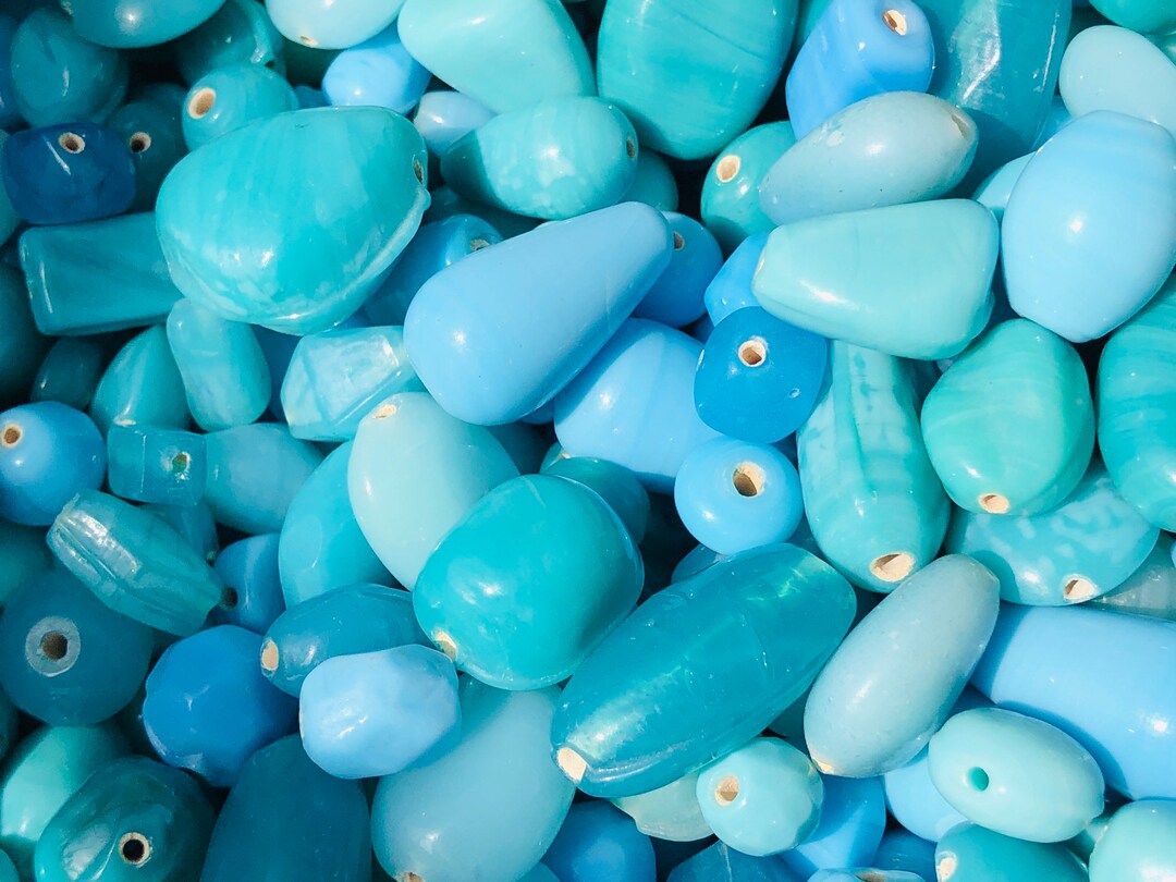 SUPPLY: Vintage 50 Mixed up Sea Blue-green Opaque Beads/ Mix - Etsy