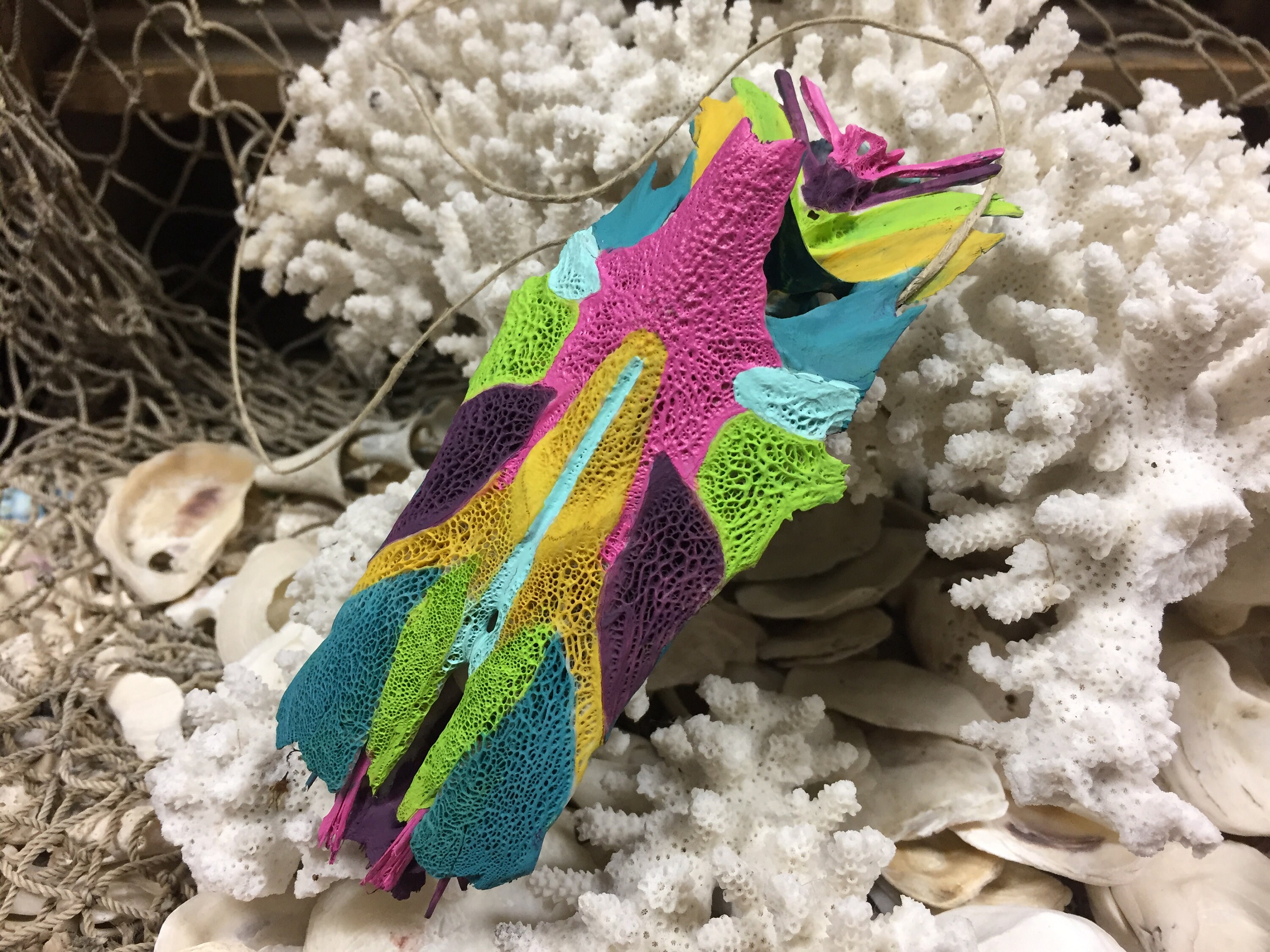 SUPPLY: Hand Painted Crucifix Fish Skull Bone /Religious | Etsy