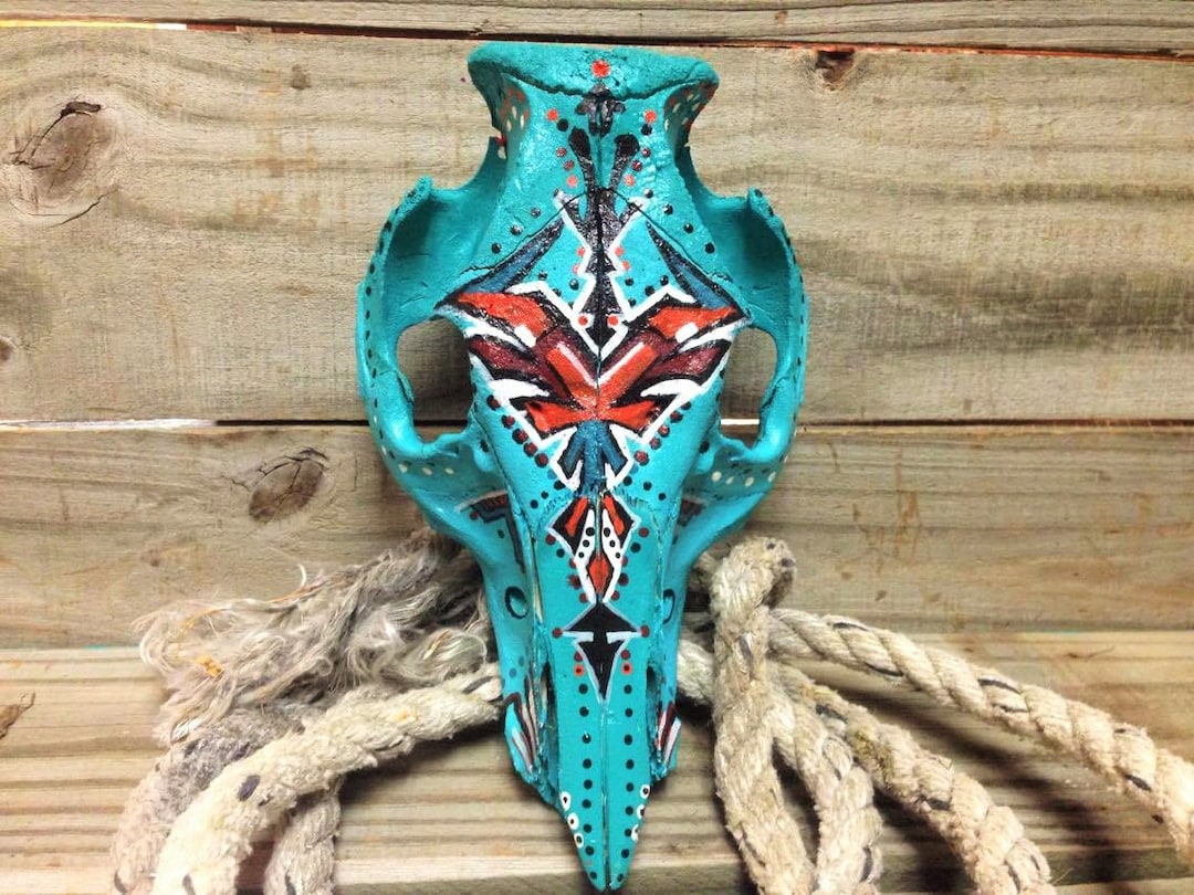 Panited Pig Head Bone/tribal Skull Bone/painted Bone Head/hand Painted ...