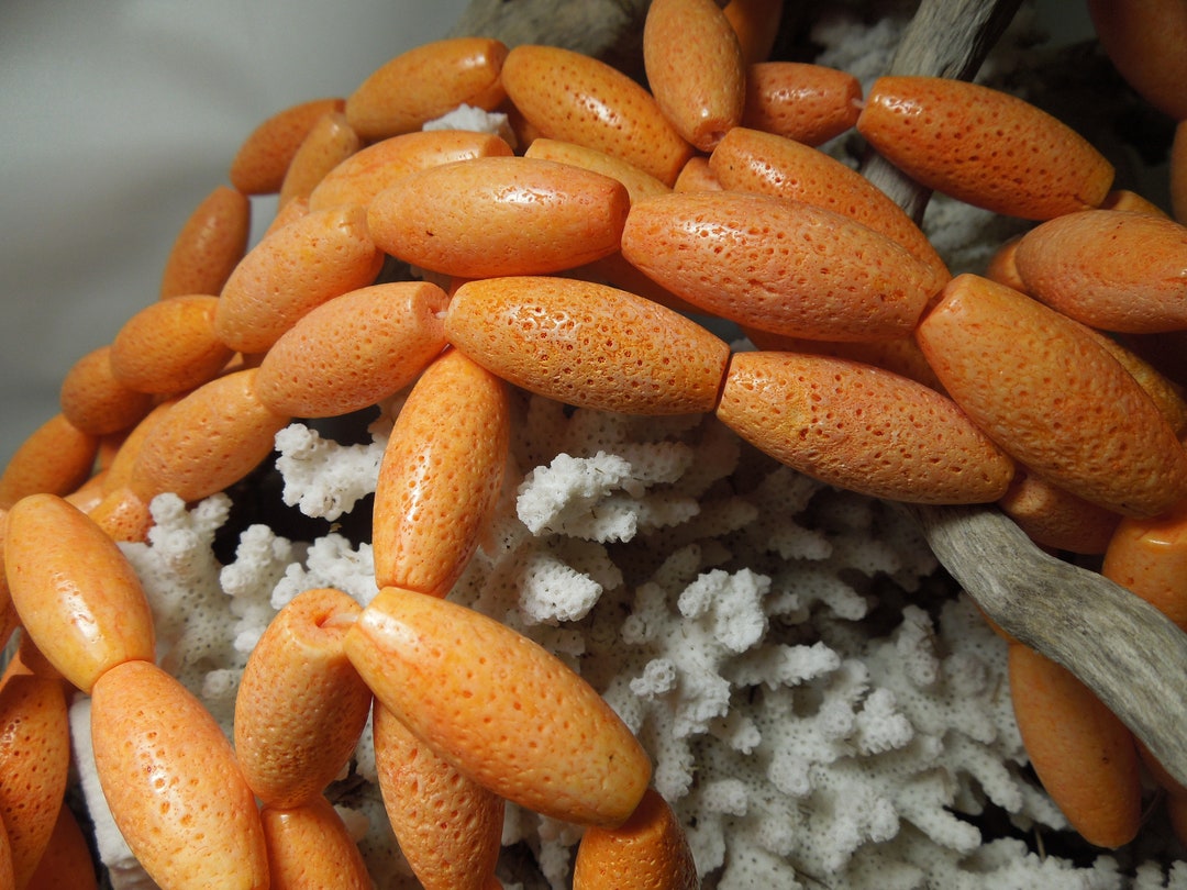 Orange Sponge Coral Beads: 14pc Natural Jewelry Beads (13mm X 30mm) - Etsy
