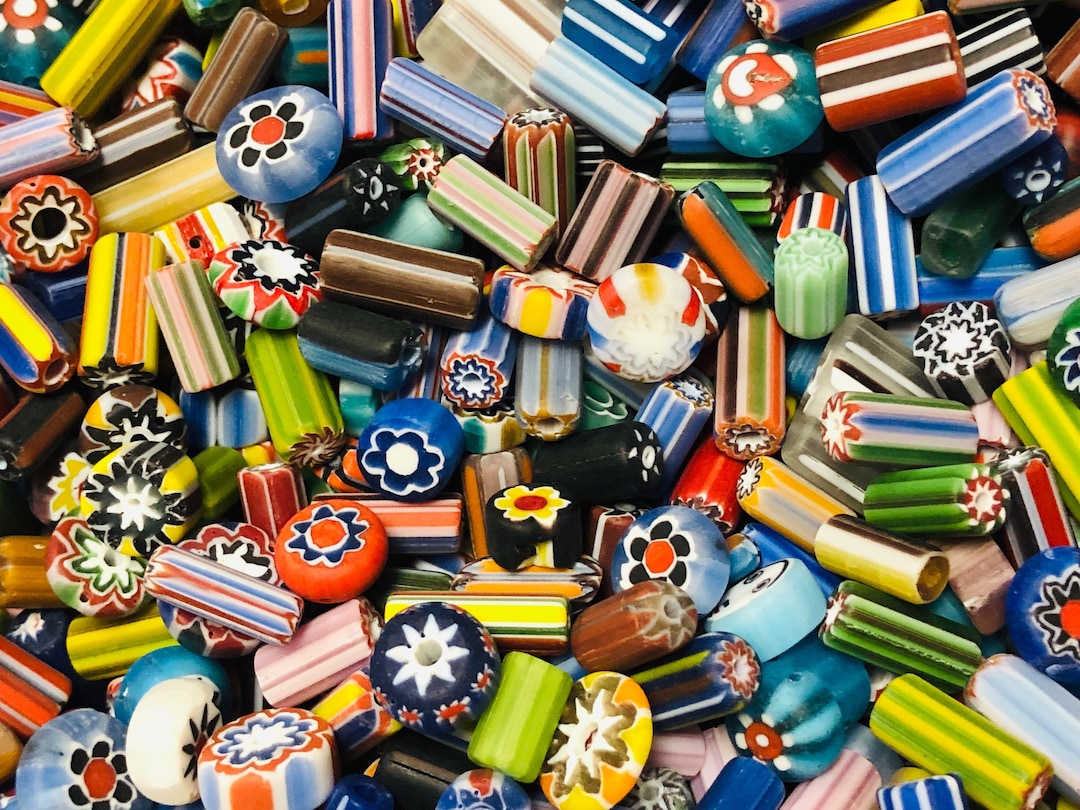 50pc Vintage Mixed Matte Handcrafted Chevron Glass Beads /african Trade ...