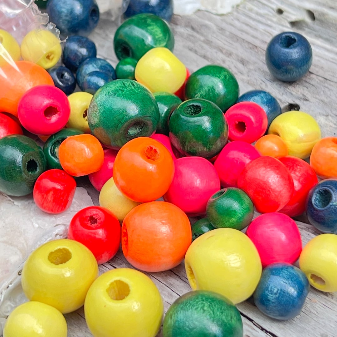 SUPPLY: 125 Assorted Chunky Wood Macrame Beads / Mix Sizes and Color ...