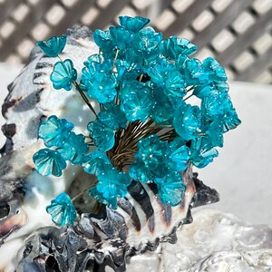 14pc Vintage Transparent Turquoise Glass Flower,headpins-glass Headpins ...