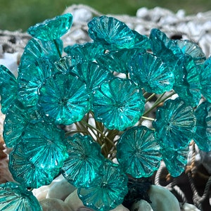 SUPPLY: 8 Mix Turquoise Green Color Glass Flower - Etsy