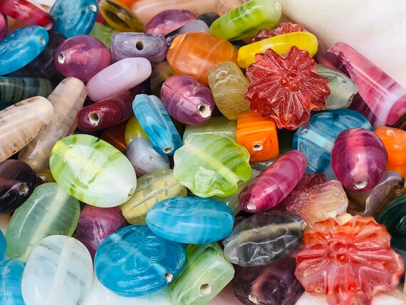 SUPPLY: 25 Mixed up Swirl Mix Glass Beads / Bright Colors - Etsy