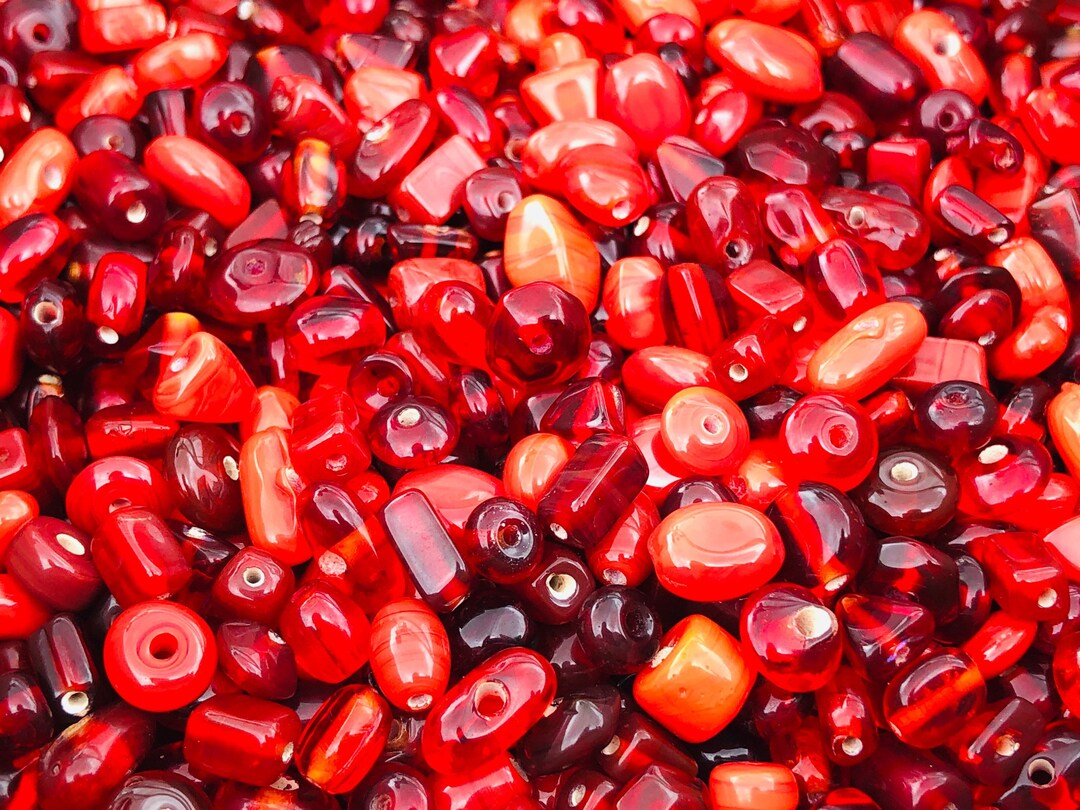 50grams Colorful Mix up Red Glass Beads - Small Beads-glass Beads . {G1 ...
