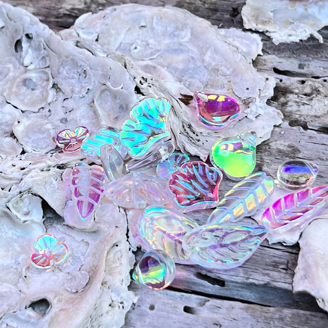 20pc Czech Crystal Flower and Leaf Glass Beads. {G2-1586#01977} - Etsy