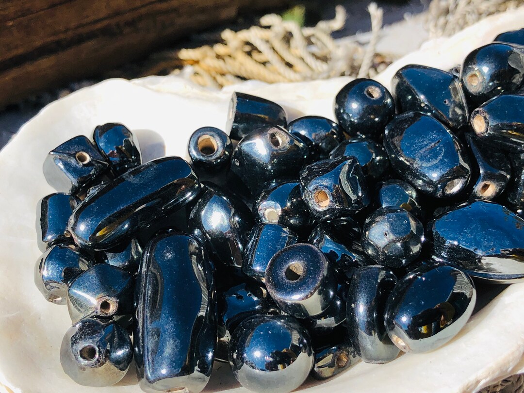50pcs Mix Sphinx Glass Beads / Hematite Beads / Mix Shape Beads / JET ...