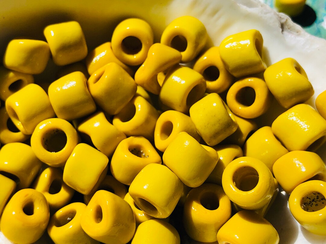 ANTIQUE: 1800's to 1920's - 50 Macrame Beads -venetian Yellow Glass ...