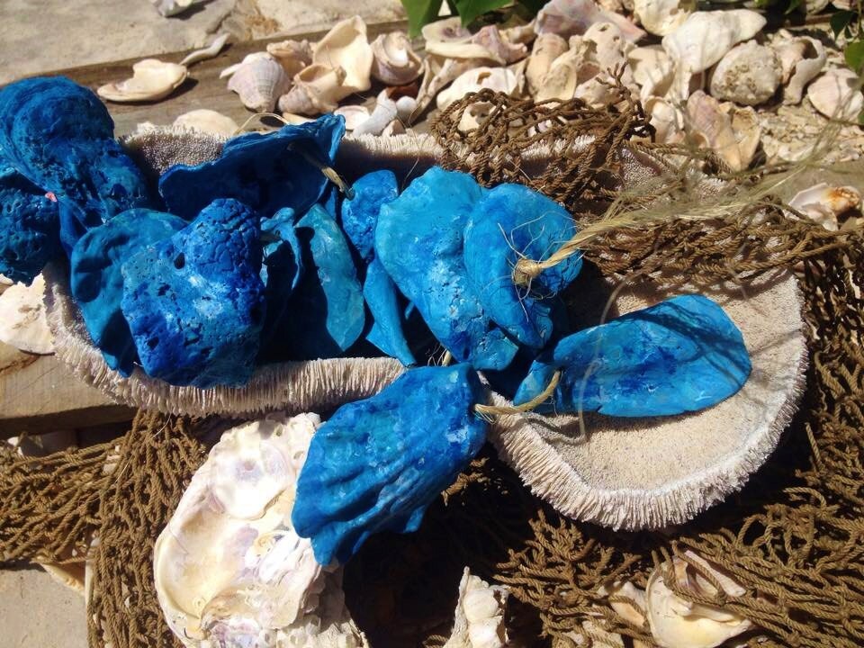 SUPPLY: 20 Hand Painted Blue Drilled Oyster Shells Craft | Etsy