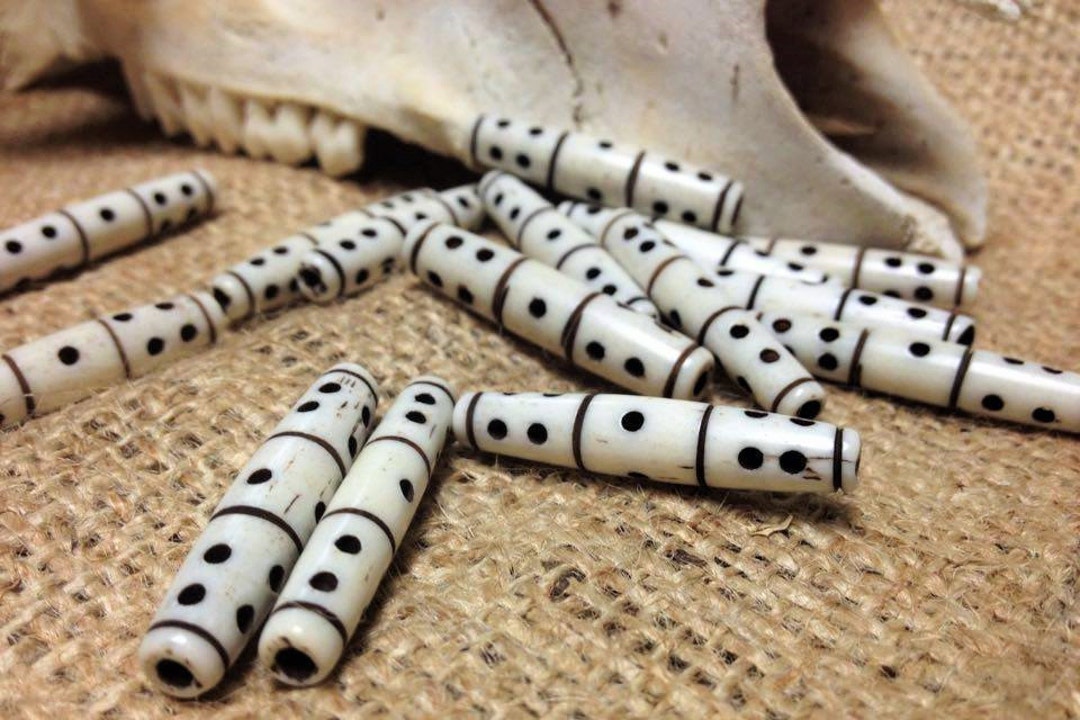 SUPPLY: 5 Bone Hare Pipe Beads/domino Beads /carved Bone Beads/rustic ...
