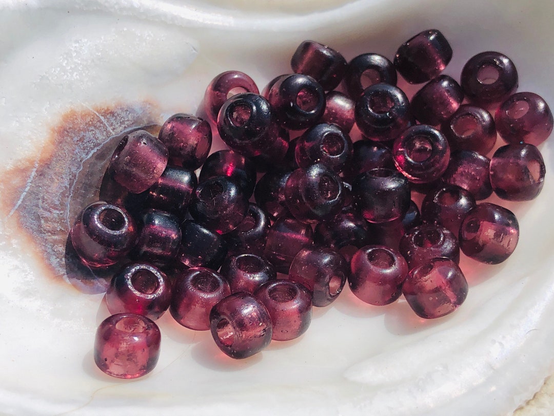 50pc Macrame Beads -purple Glass Crow Bead -glass Crow Rollers Beads ...
