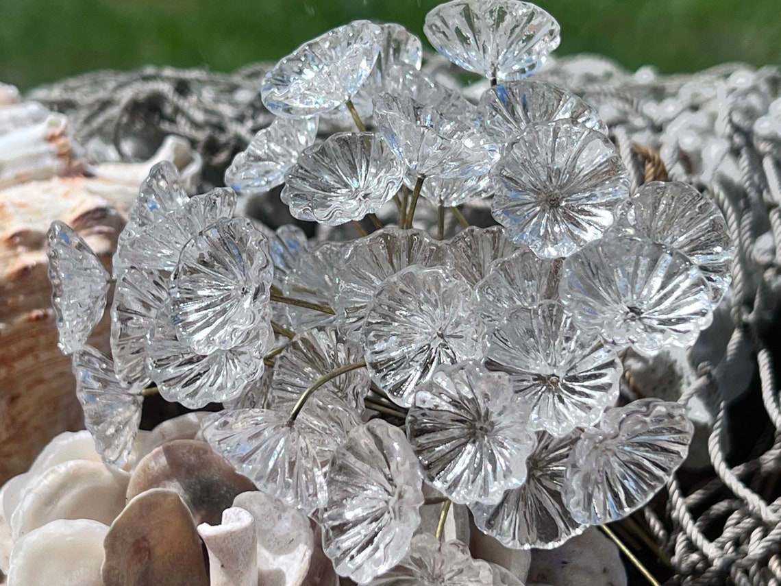 8pc Crystal Clear Color Glass Flower Headpins-glass Headpins ...