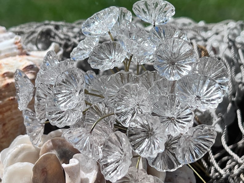 8pc Crystal Clear Color Glass Flower Headpins-glass Headpins ...