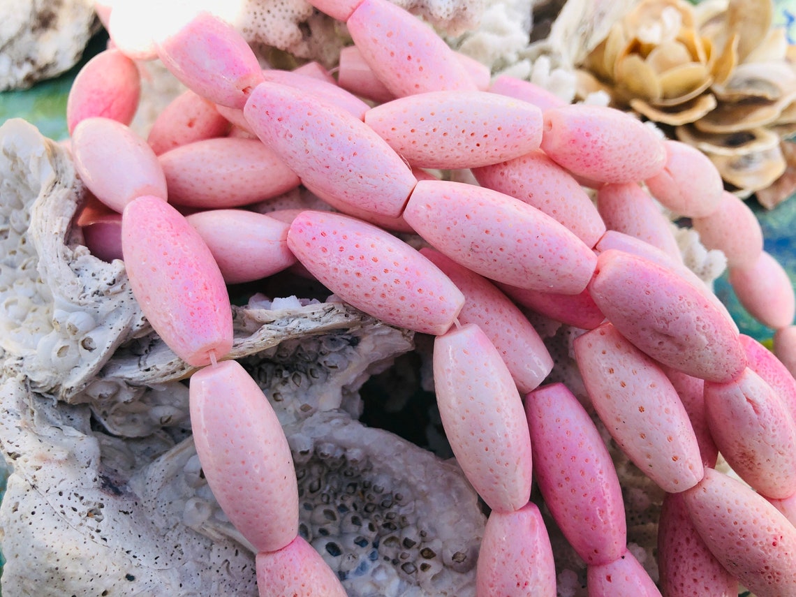 Large Natural Coral Pink Beads: Sponge Coral Strand (13mm X 30mm) - Etsy