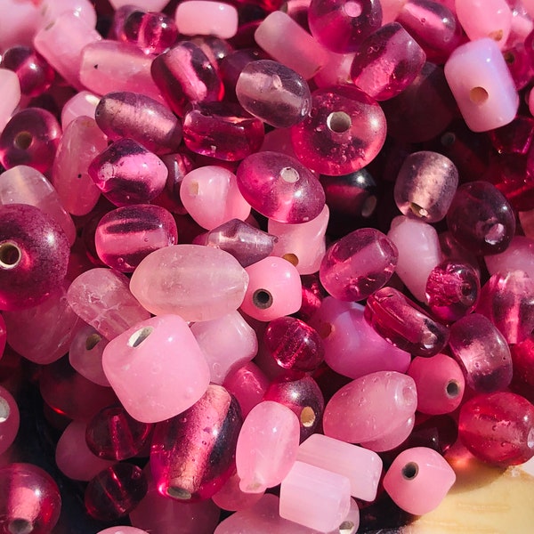 Pink Glass Beads - Etsy