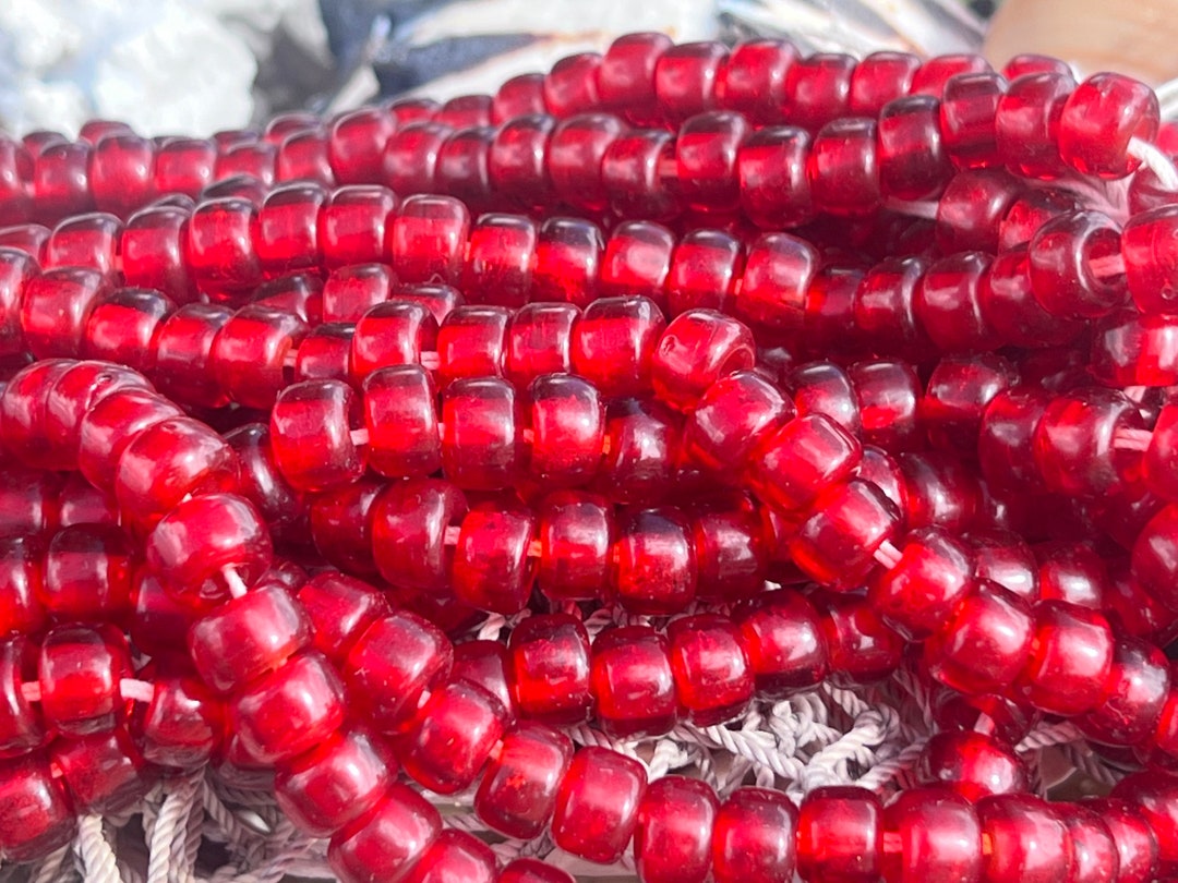 50 Cranberry Red Glass Crow Beads - Large Hole Macrame Beads (9x7mm) - Etsy