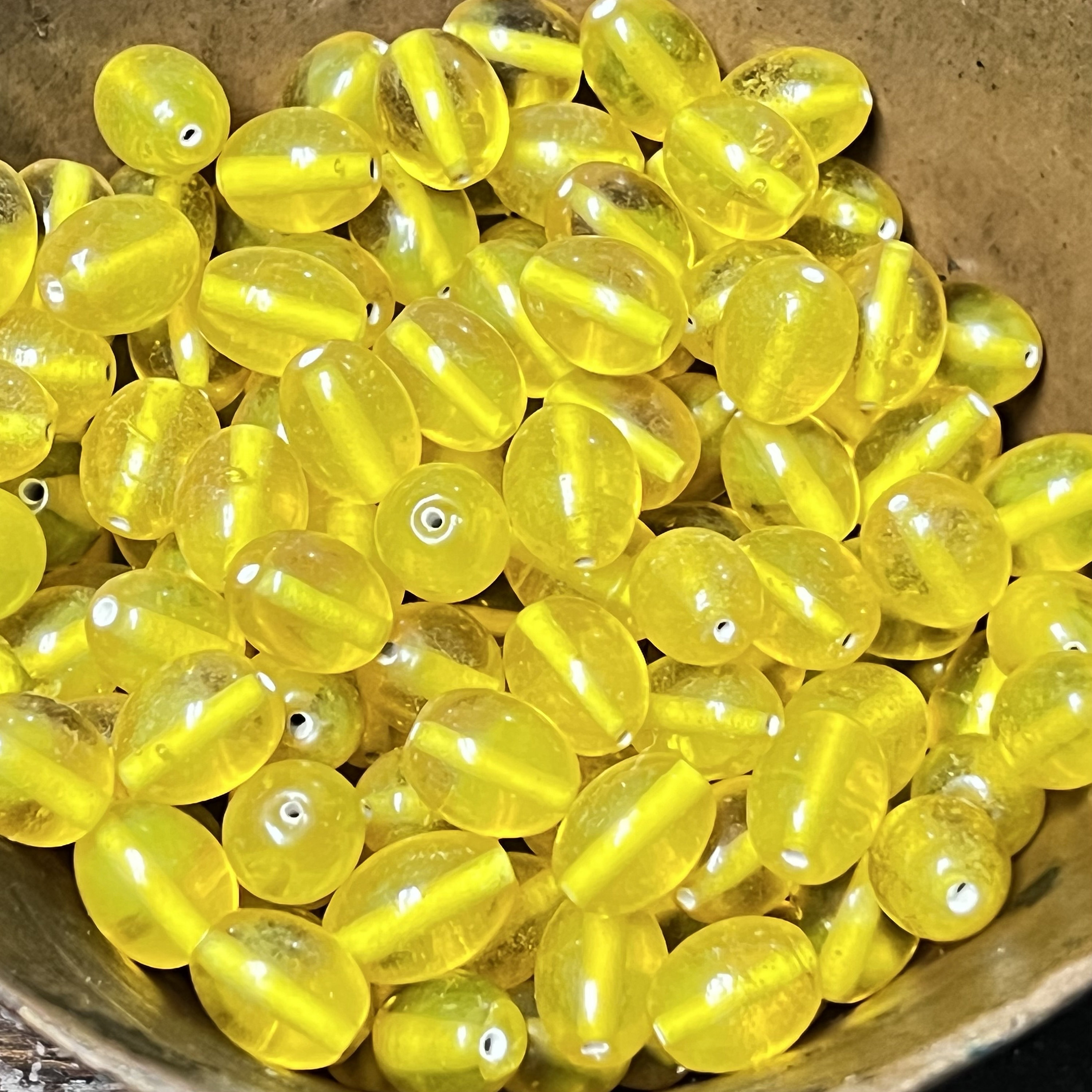 40pc Vintage Yellow Translucent Glass Beads/ Glass Bead Assortment. {D1 ...