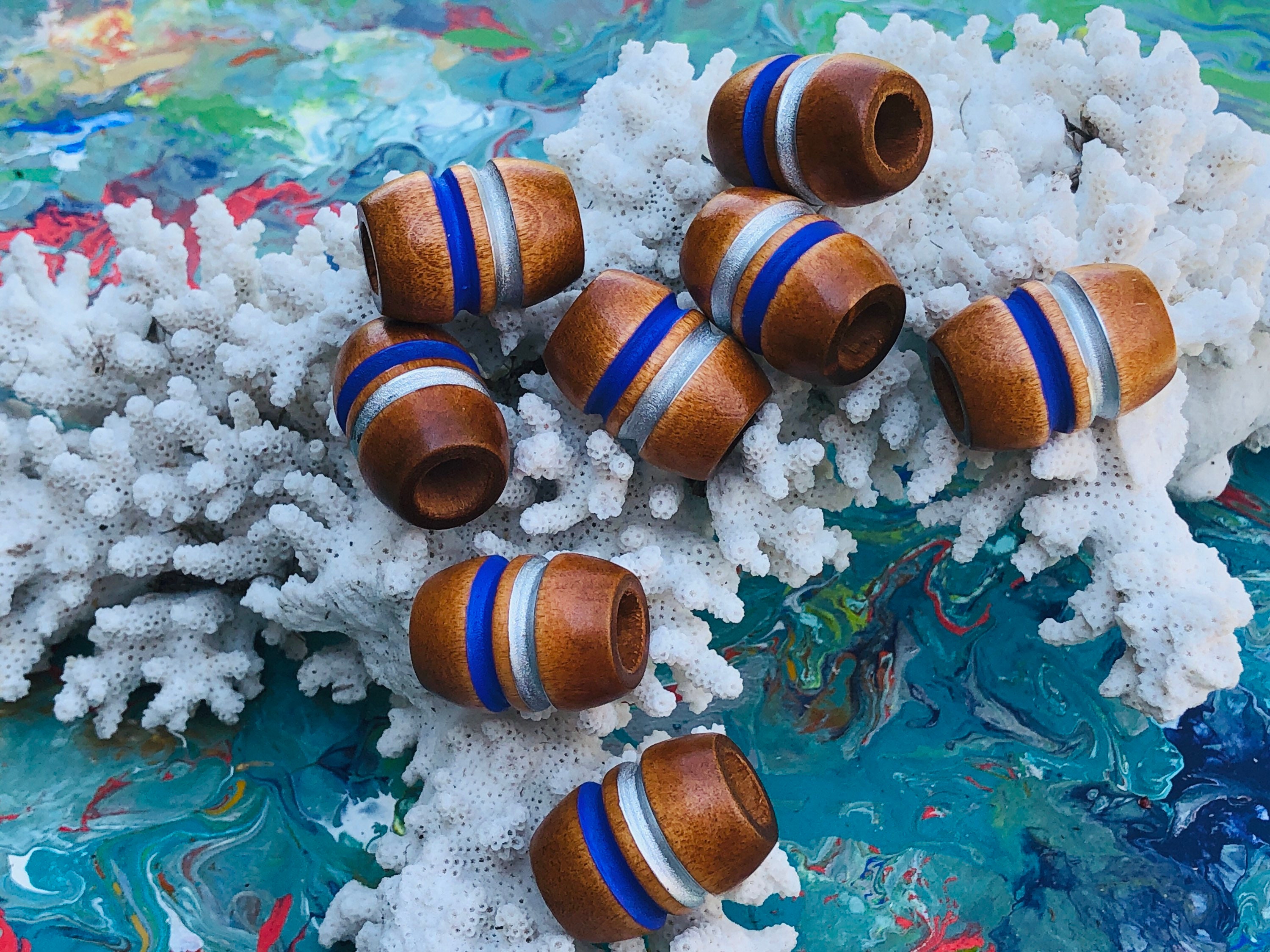 SUPPLY: 1970's / 8 LARGE Macrame Wood Beads / Oval Grooved | Etsy