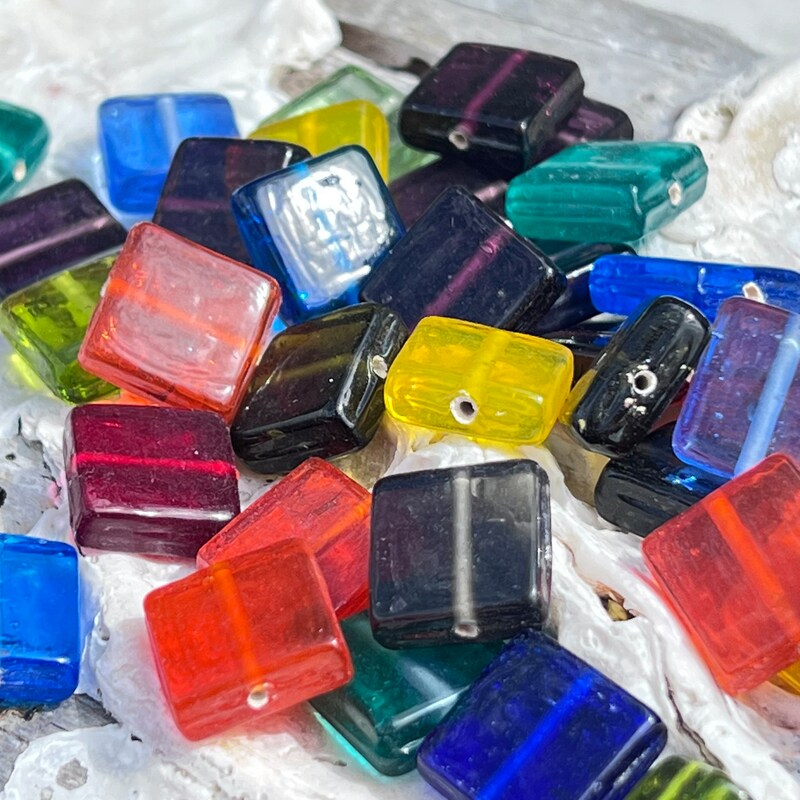 Square Glass Beads - Etsy