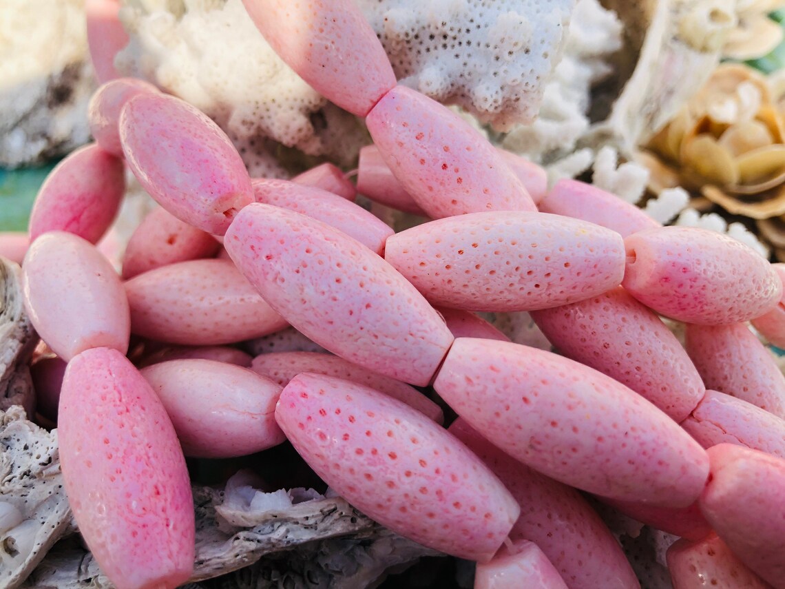 Large Natural Coral Pink Beads: Sponge Coral Strand (13mm X 30mm) - Etsy