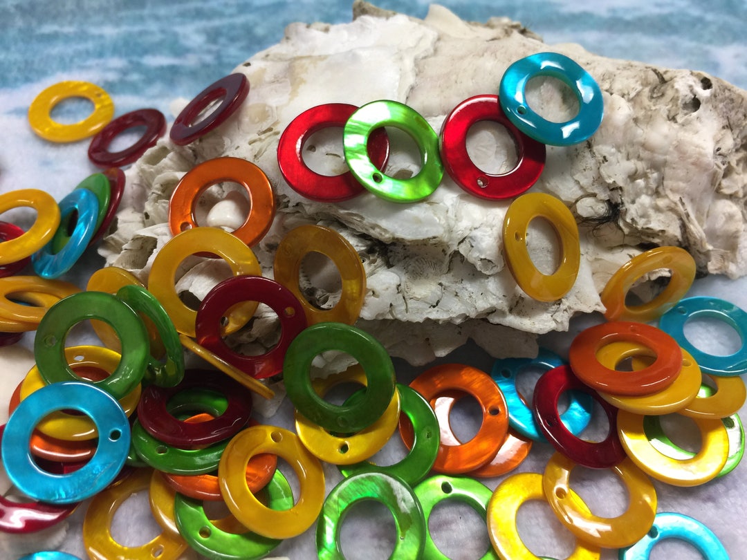 30pc Multi-colored Shell Ring Beads: Jewelry Making Charms - Etsy