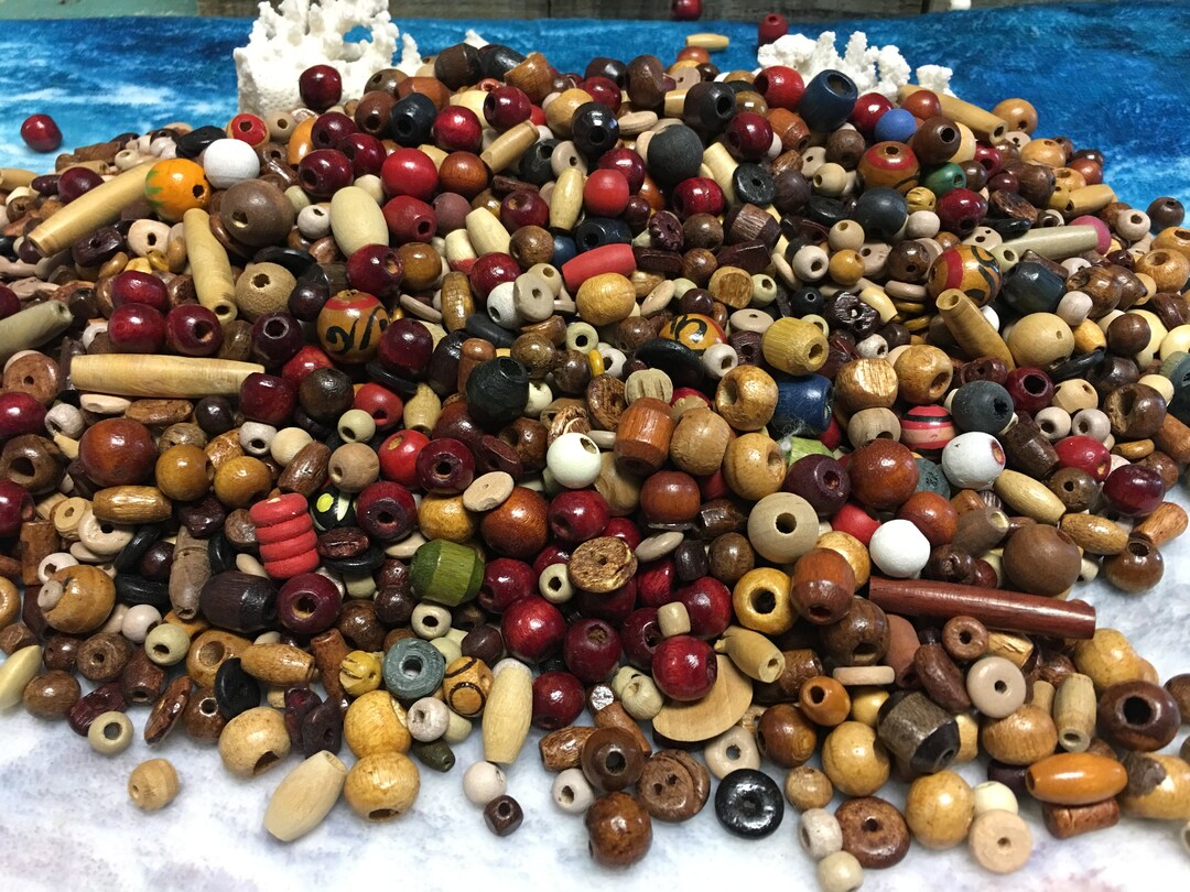 1970's Vintage Mix Wooden Beads /50gm/ Mixed Lot / Natural Wood Beads ...
