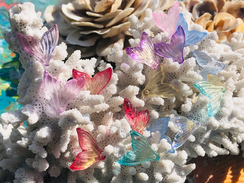 20pc Iridescent Glass Mermaid Tail Beads: Beach Jewelry Making - Etsy