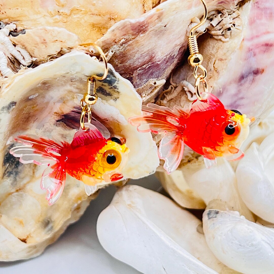 Resin Koi Fish Dangle Earrings: Articulated Beach Jewelry - Etsy