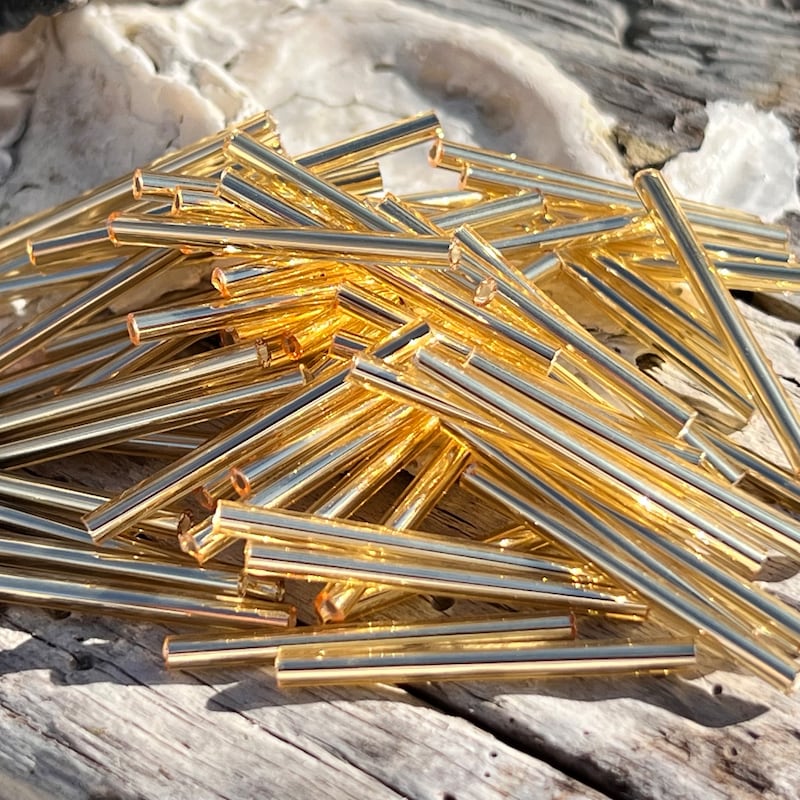 Gold Bugle Beads - Etsy
