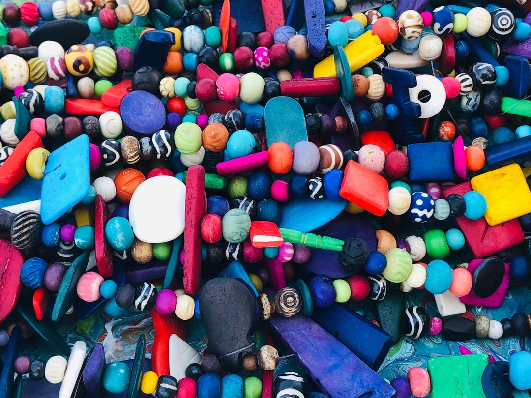 1970's Vintage 18” Strand Mix Bone Beads / Mixed Lot / Bone Beaded Wind ...