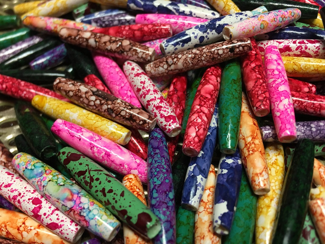 10pc Mix Marble Bone Beads /colorful Hair Pipe Beads / Jewelry/bone ...