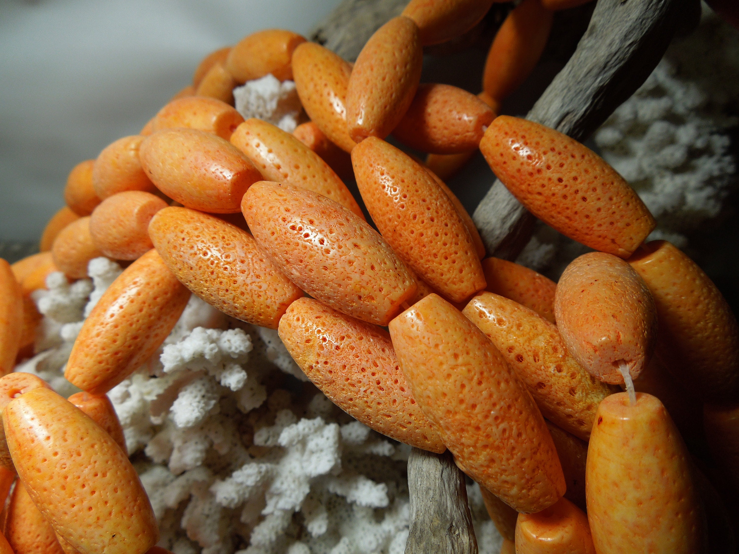 14 Large Natural Orange Coral Beads /sponge Coral Bead Strand/ | Etsy