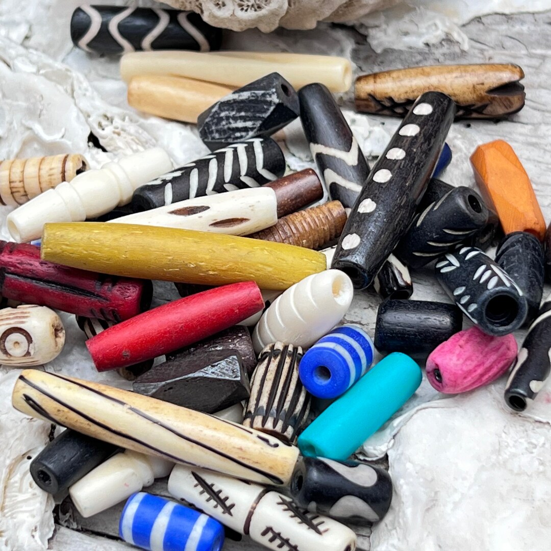 1970's Vintage Mix Tube Bone Beads / 50 Gm Mixed Lot / Pipe Beads ...