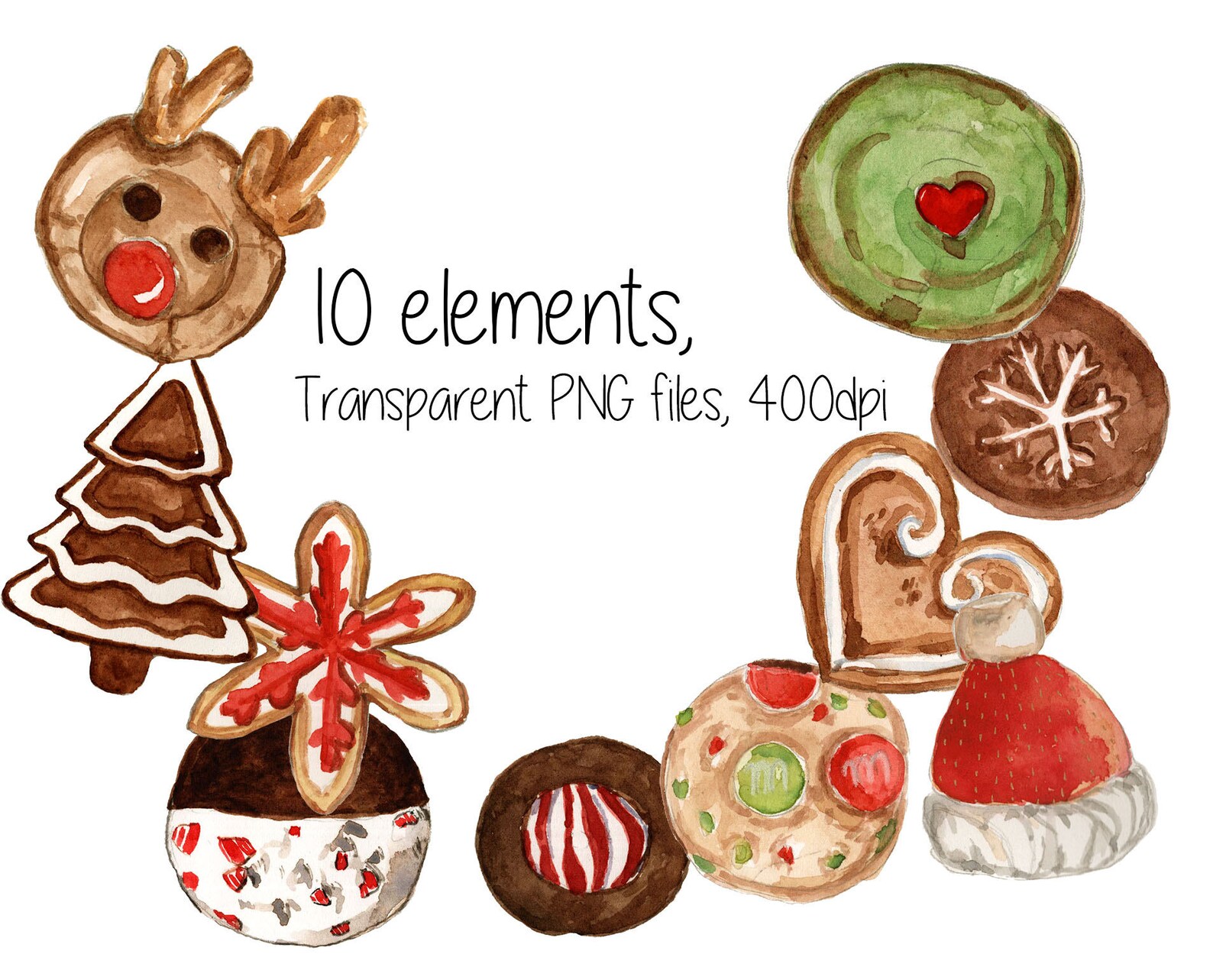 Christmas Cookies Clipart, Watercolor Cookies Clipart, Food Clipart ...