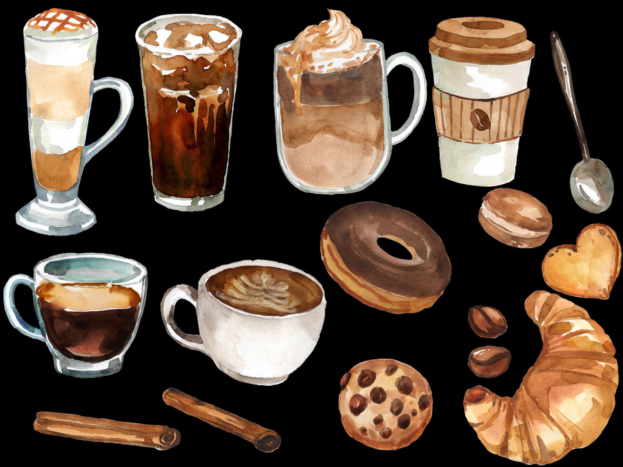 Watercolor Coffee Clipart, Coffee Time Illustration, Coffee Drink ...
