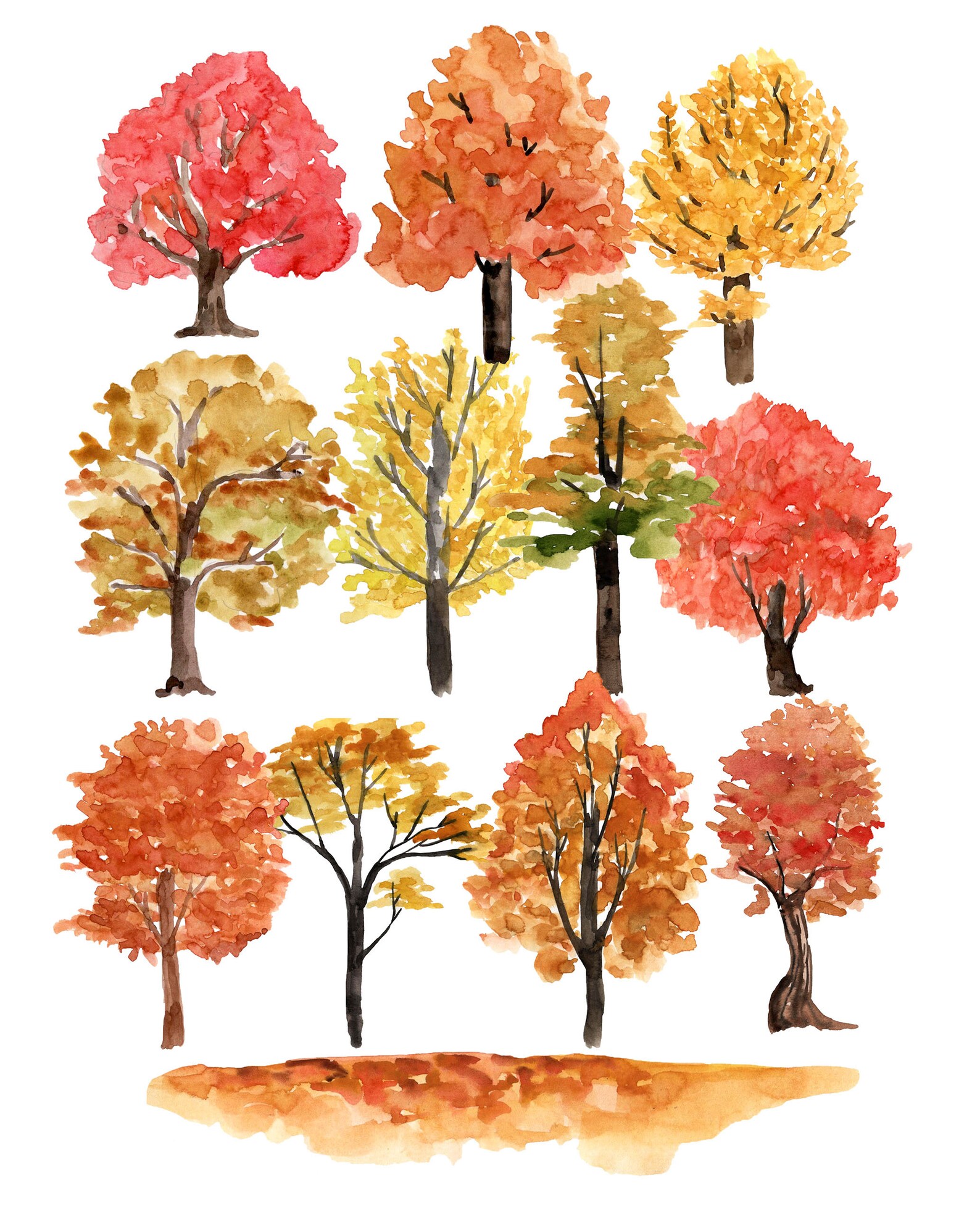 Autumn Trees Clipart Watercolor Tree Tree Clipart Fall Tree - Etsy Canada